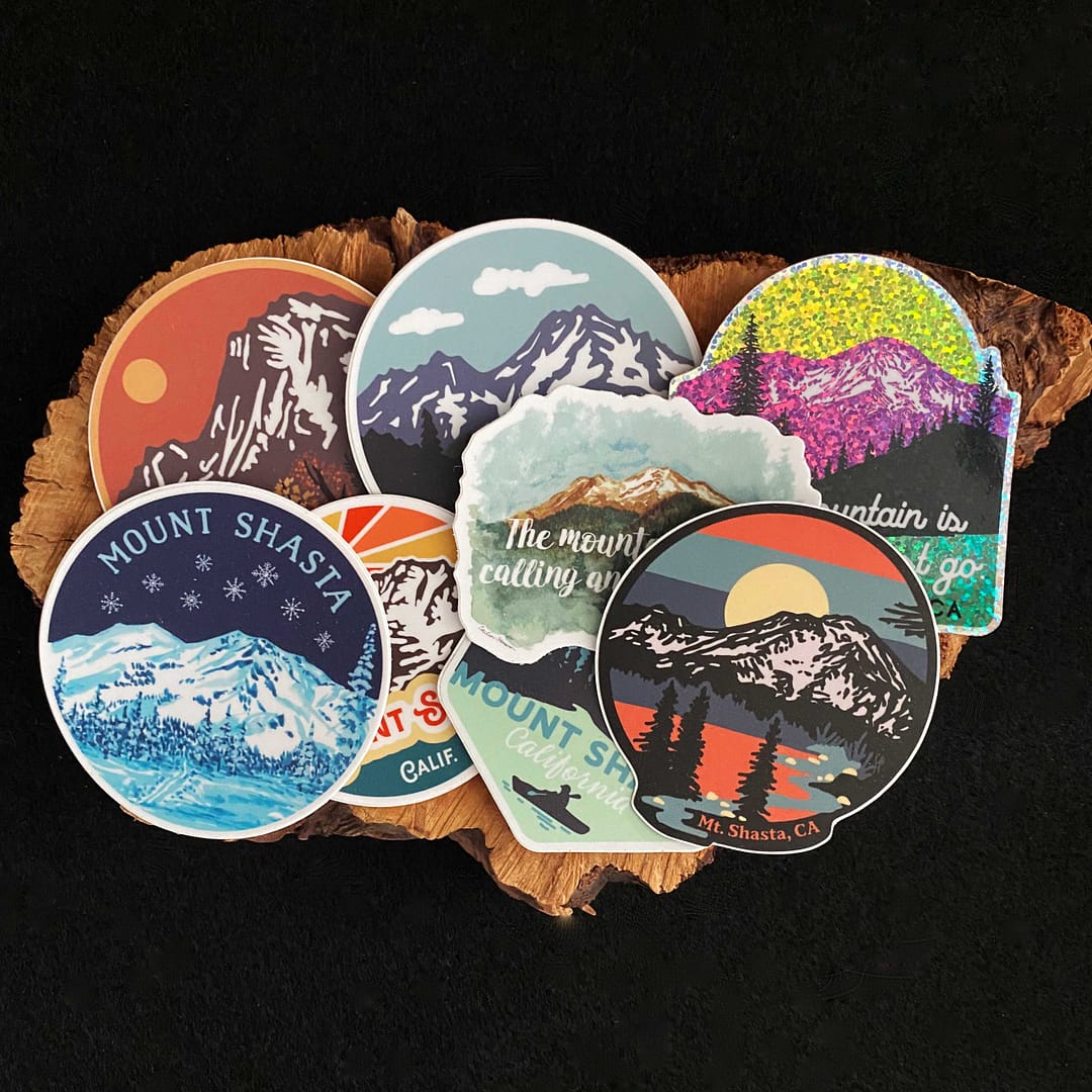 Mount Shasta Assorted Vinyl Stickers (Artist’s Choice) – Alpenglow Manor