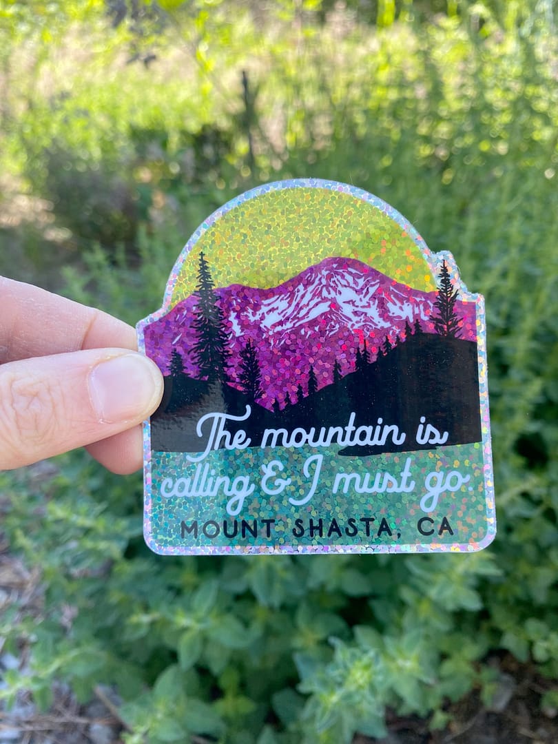 Mount Shasta Glitter Sticker – Alpenglow Manor